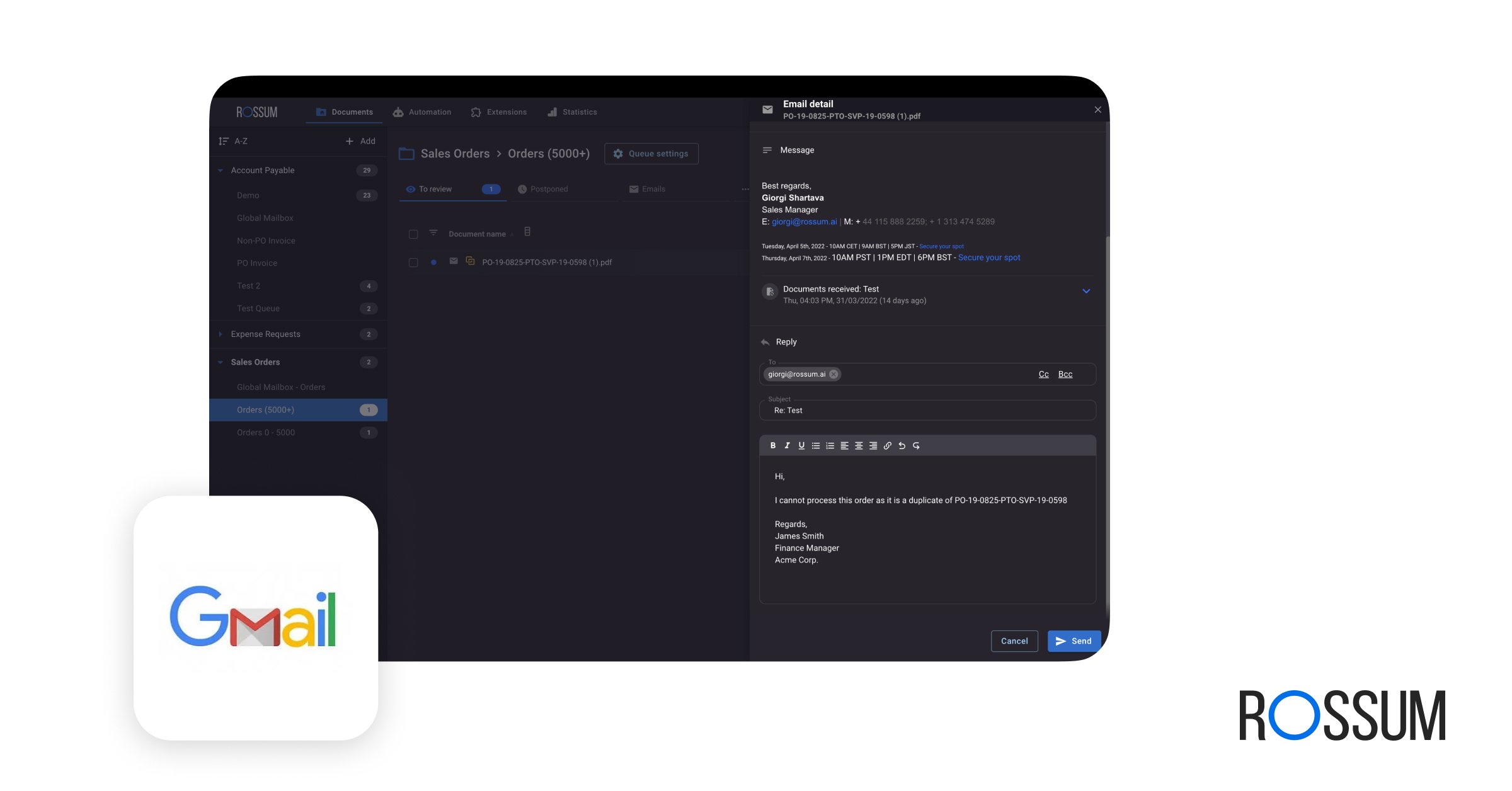 Gmail integration - Rossum.ai